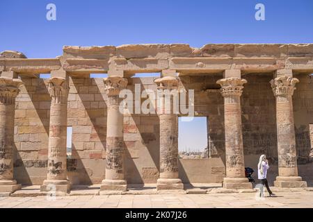 Western portico at Dromos Square, Philae temple complex, Aswan, Egypt ...