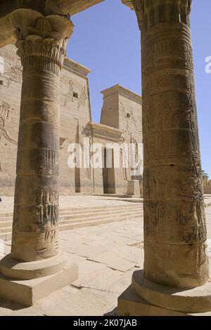 Western portico at Dromos Square, behind the first pylon of the temple ...