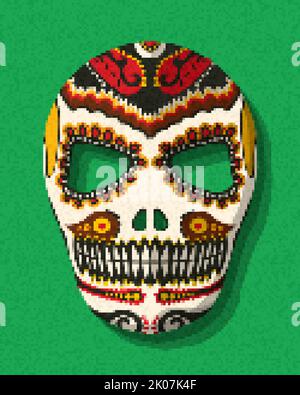 Pixel art sugar skull, vector illustration Stock Photo - Alamy