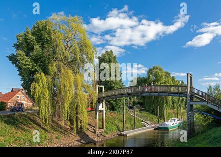 footbridge across River Jeetzel, Hitzacker, Lower Saxony, Germany Stock ...