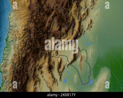 Catamarca, province of Argentina. Colored elevation map with lakes and ...