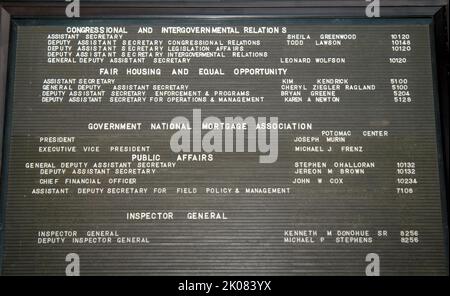 HUD Leadership Name Panels, South Lobby - Panels showing names, titles ...