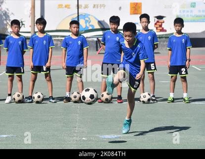 HANDAN, CHINA - SEPTEMBER 7, 2022 - Primary school students practice ...