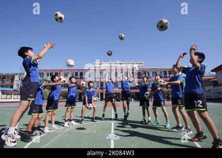 HANDAN, CHINA - SEPTEMBER 7, 2022 - Primary school students practice ...