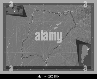 Corrientes, province of Argentina. Bilevel elevation map with lakes and ...