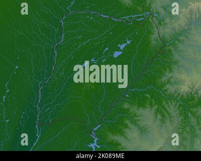 Corrientes, province of Argentina. Colored elevation map with lakes and ...