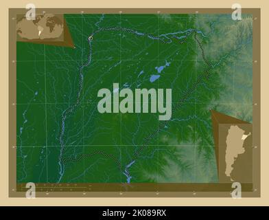 Corrientes, province of Argentina. Elevation map colored in wiki style ...