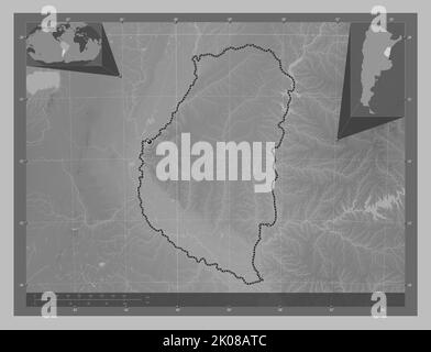 Entre Rios, province of Argentina. Grayscale elevation map with lakes ...
