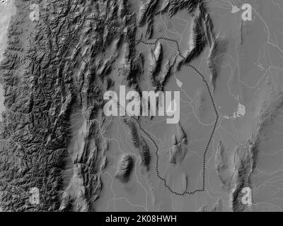 La Rioja, province of Argentina. Bilevel elevation map with lakes and ...