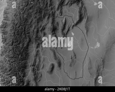 La Rioja, province of Argentina. Elevation map colored in sepia tones ...