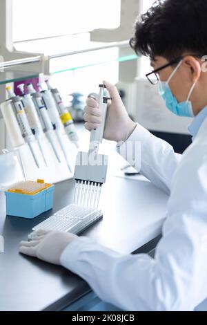 Chinese scientist pipetting samples in laboratory Stock Photo - Alamy