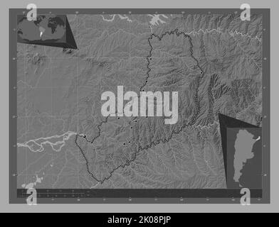 Misiones, province of Argentina. Bilevel elevation map with lakes and ...