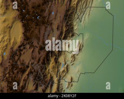 Salta, province of Argentina. Colored elevation map with lakes and ...