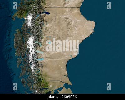 Santa Cruz, province of Argentina. Low resolution satellite map. Corner ...