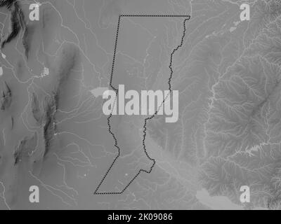 Santa Fe, province of Argentina. Grayscale elevation map with lakes and ...