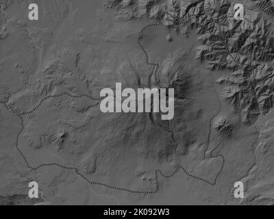 Aragatsotn, province of Armenia. Grayscale elevation map with lakes and ...
