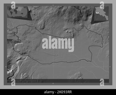 Armavir, province of Armenia. Bilevel elevation map with lakes and ...