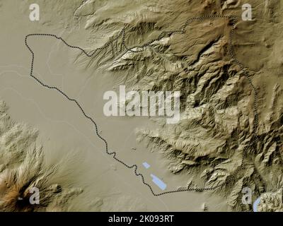 Ararat, province of Armenia. Colored elevation map with lakes and ...