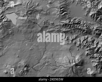 Shirak, province of Armenia. Elevation map colored in sepia tones with ...