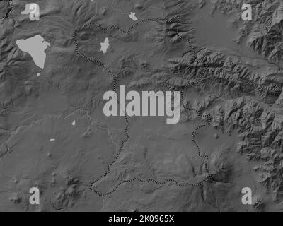 Shirak, province of Armenia. Grayscale elevation map with lakes and ...
