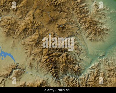 Syunik, province of Armenia. Colored elevation map with lakes and ...