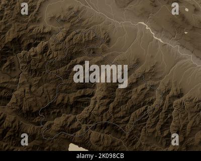Tavush, province of Armenia. Colored elevation map with lakes and ...