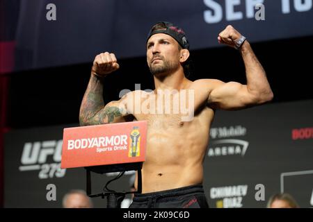 LAS VEGAS, NV - September 9: Chad Anheliger steps on the scale for the ...