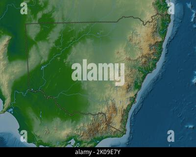 South Australia, state of Australia. Colored elevation map with lakes ...