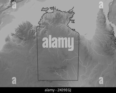 Northern Territory, territory of Australia. Grayscale elevation map ...