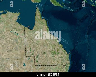 Queensland, state of Australia. High resolution satellite map. Corner ...