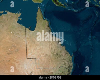Queensland, state of Australia. Low resolution satellite map. Locations ...