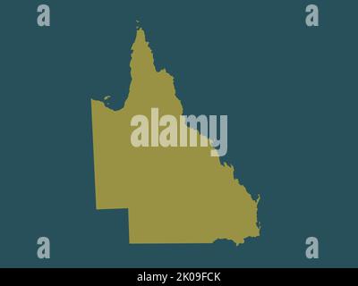 Shape of Queensland, state of Australia, with its capital isolated on ...