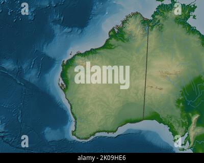 Western Australia, state of Australia. Elevation map colored in wiki ...