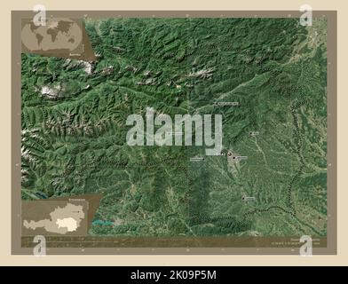 Steiermark, state of Austria. High resolution satellite map. Locations ...