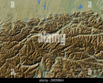 Tirol, state of Austria. Elevation map colored in wiki style with lakes ...