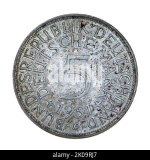 Germany 1951 Silver Coin 5 Marks Stock Photo - Alamy