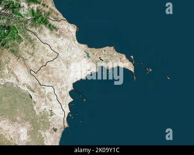 Absheron, region of Azerbaijan. High resolution satellite map. Corner ...