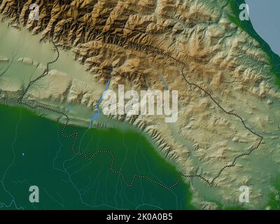 Daglig-Shirvan, region of Azerbaijan. Elevation map colored in wiki ...