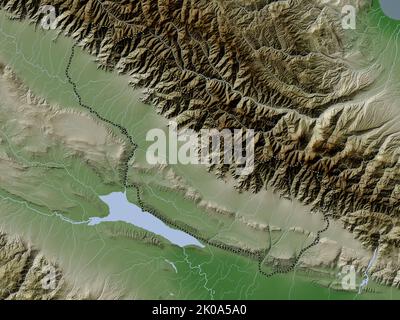 Shaki-Zaqatala, region of Azerbaijan. Colored elevation map with lakes ...