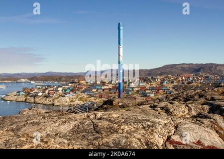 Ilulissat, Greenland - August 27, 2022 : Tourists on boardwalk next to ...