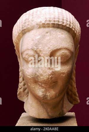 Marble statue of a kouros youth 2 Stock Photo - Alamy