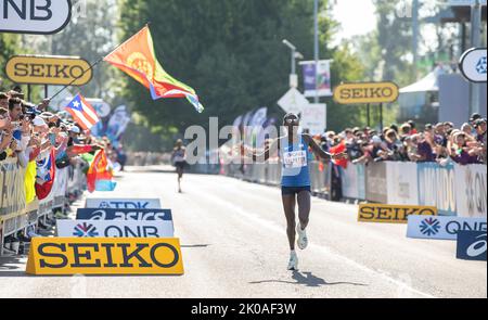 Lonah Chemtai Salpeter of Israel competing in the women’s marathon at ...