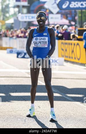 Lonah Chemtai Salpeter of Israel competing in the women’s marathon at ...
