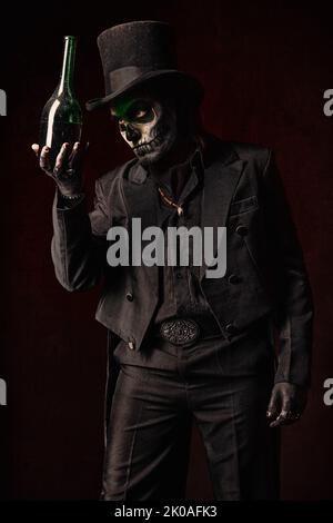 Baron Samedi, the Voodoo deity. Baron Saturday in black suit and top ...