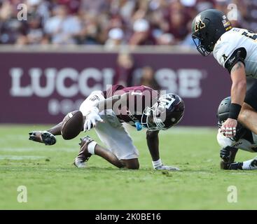 Texas A&M wide receiver Evan Stewart (1) during an NCAA football game ...