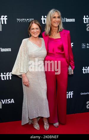 Cathy Shulman and Dana Stevens attend the premiere of "The Woman King ...