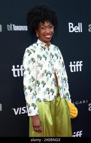 Shaina West attends the premiere of "The Woman King" at Roy Thomson ...