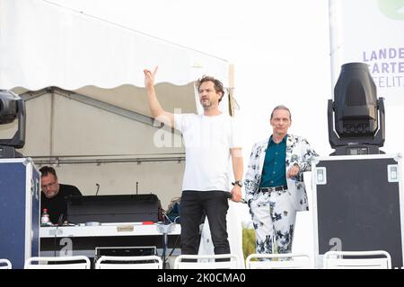 Nicolai Tegeler und Frank Zimmermann bei der Fotoprobe zum Theaterstück ...