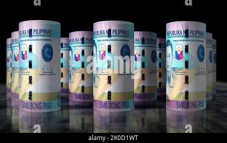 Philippines money Philippine Peso money rolled 3d illustration. PHP ...