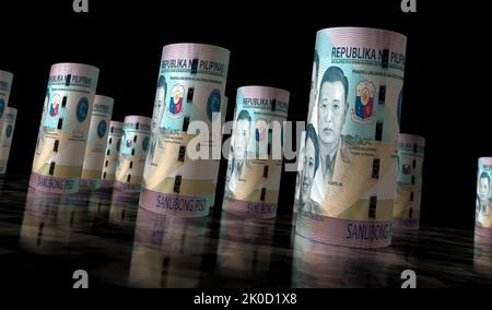 Philippines money Philippine Peso money rolled 3d illustration. PHP ...